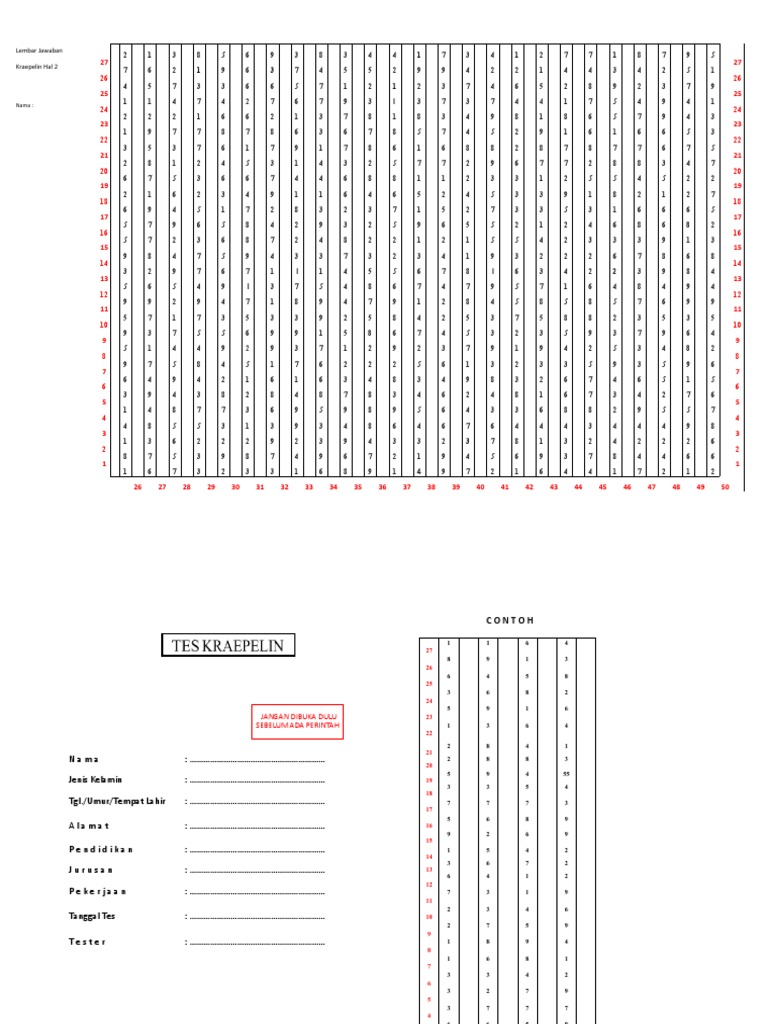 Lembar Jawaban Kraepelin | PDF