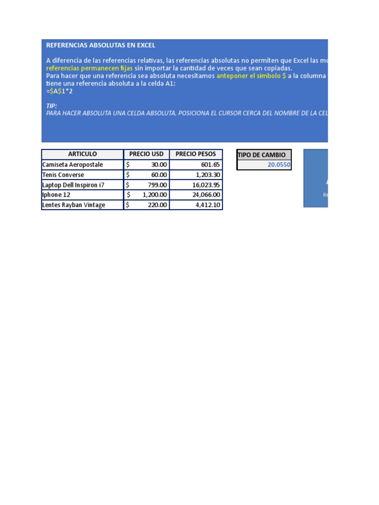 EJERCICIO 04. Formulas Con Referencias Absolutas | PDF