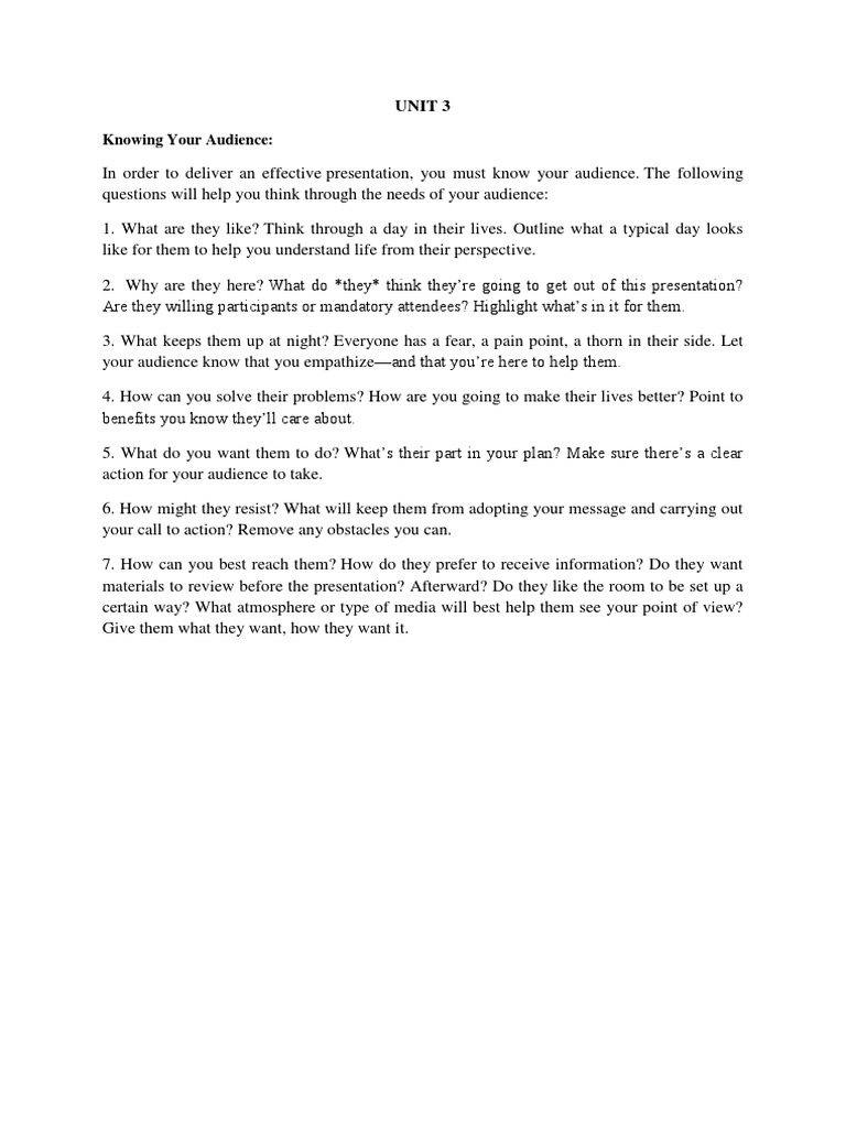 UNIT 3 Presentation Skills | PDF | Public Speaking | Communication UNIT 3 Presentation Skills | PDF | Public Speaking | Communication