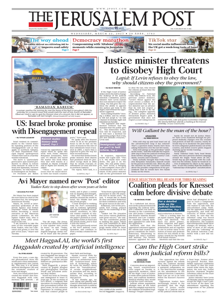 The Jerusalem Post - March 22, 2023 | PDF | Israeli Settlement | Israel