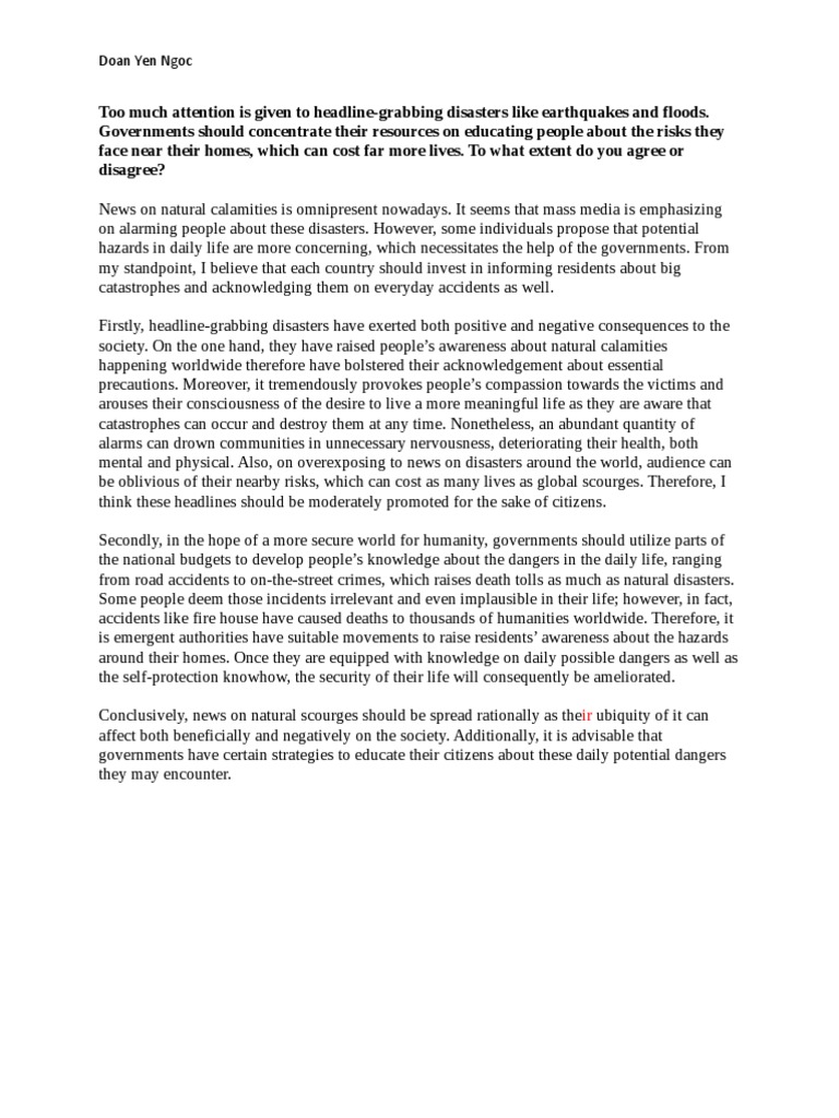 IELTS Writing Task 2 | PDF | Natural Disasters | Hazards
