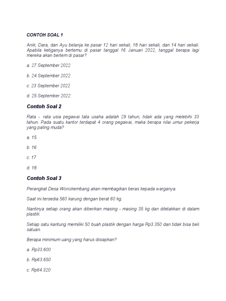 Contoh Soal Osn | PDF