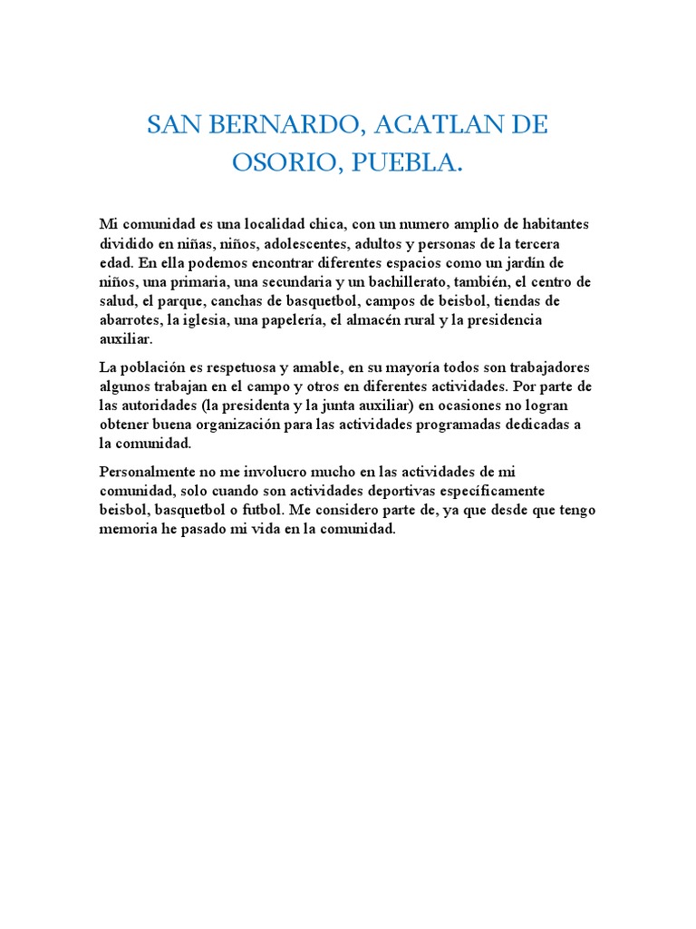 Relato Como Es Mi Comunidad Pdf