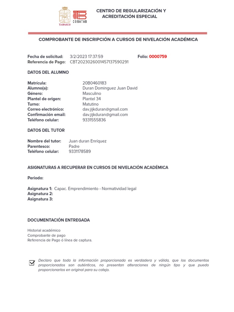 CRAE Comprobante de Inscripciã N PDF | PDF | Iniciativa empresarial ...