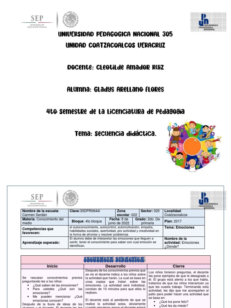 Secuencia Didactica | Descargar gratis PDF | Las emociones | Conceptos psicologicos