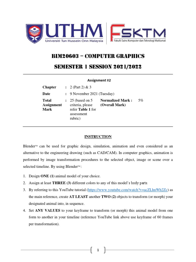 Assignment 2 | PDF | Blender (Software) | Computer Graphics