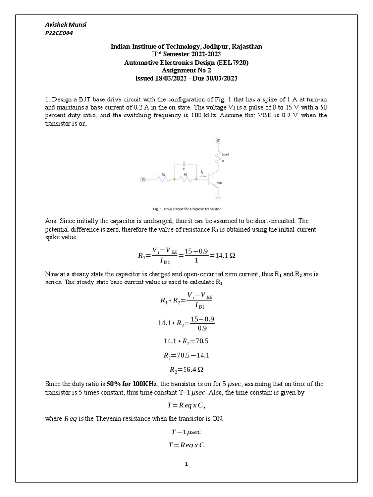Assignment 2 | PDF | Capacitor | Transistor Assignment 2 | PDF | Capacitor | Transistor