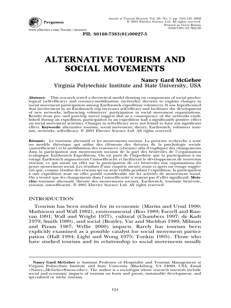 Alternative Tourism and Social Movements (Annals of Tourism Research ... Alternative Tourism and Social Movements (Annals of Tourism Research ...