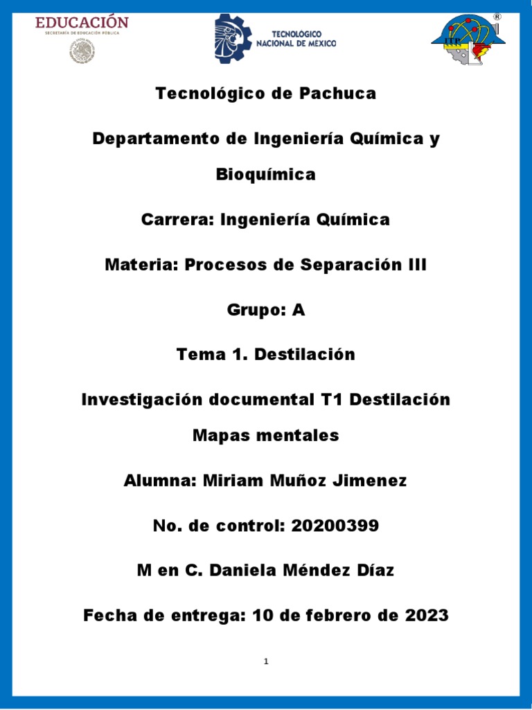 Investigación Documental T1 Destilación. MMJ PDF | PDF | Destilación | Amoníaco
