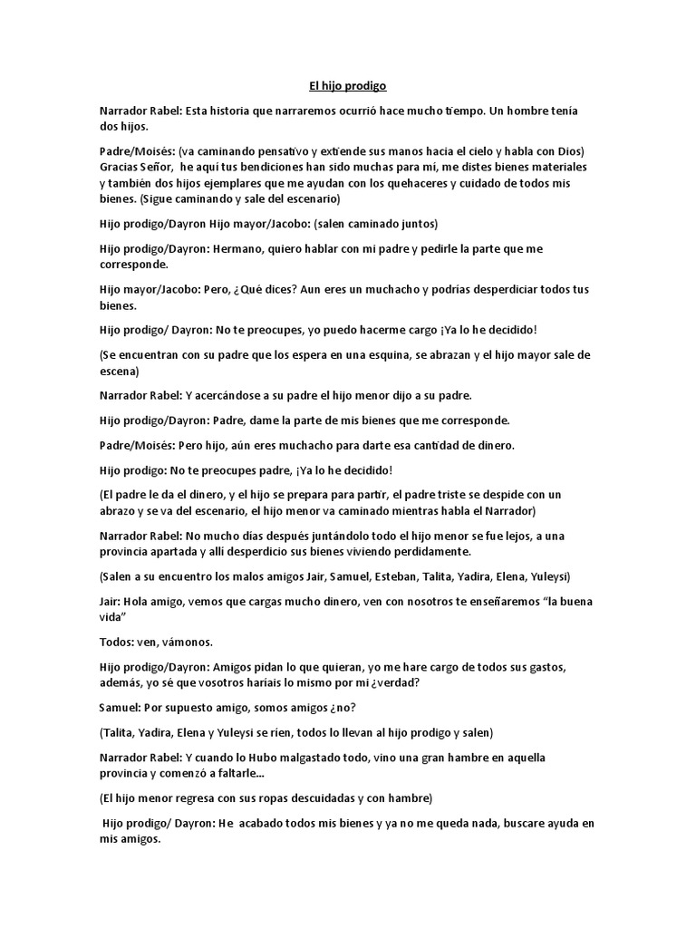 La historia del hijo pródigo en escena | PDF | Creencia religiosa y ...
