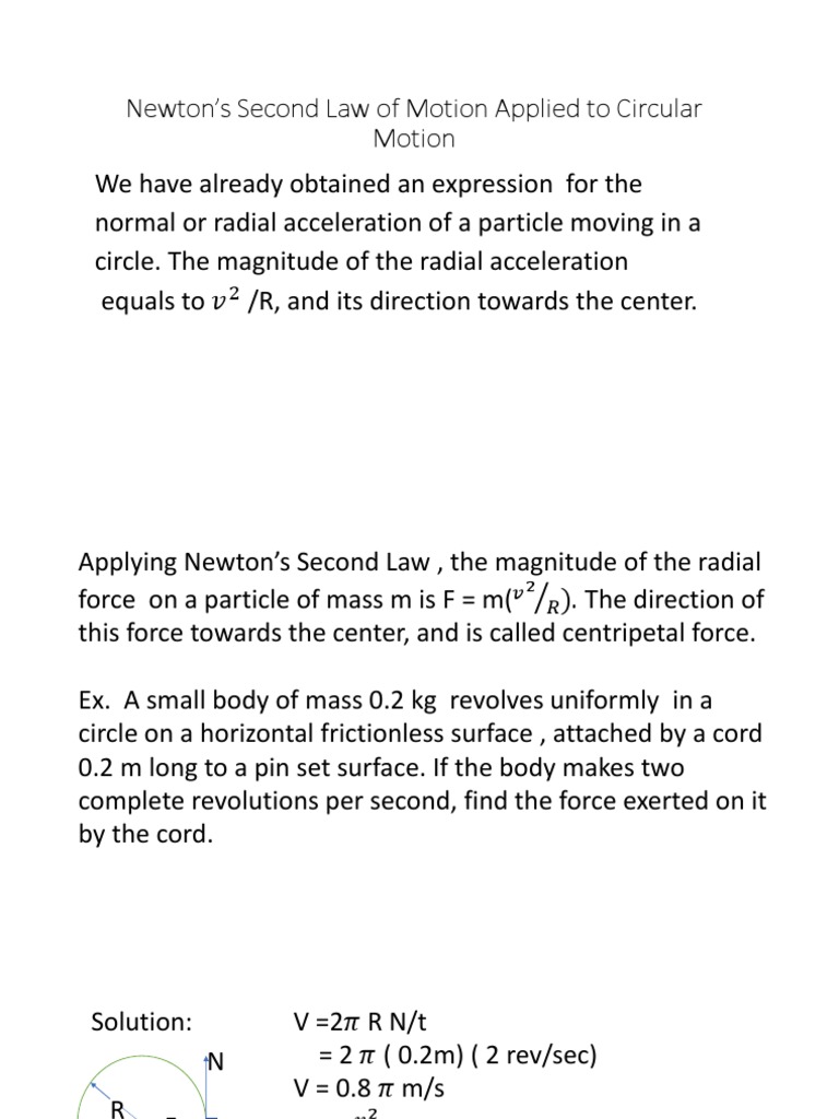 Newton's Second Law in Circular Motion | PDF