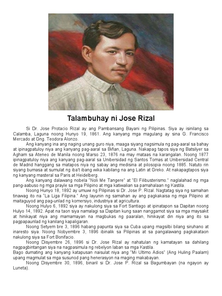 Talambuhay Ni Jose Rizal Maikling Talambuhay Ni Dr. Jose Rizal Talambuhay Ni Jose Rizal Maikling Talambuhay Ni Dr. Jose Rizal