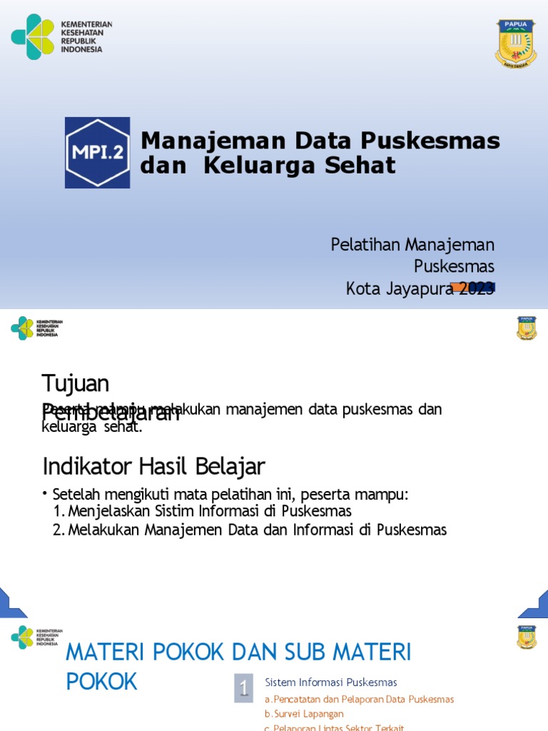 MPI 2 Manajeman Data Puskesmas Dan Data KS | PDF