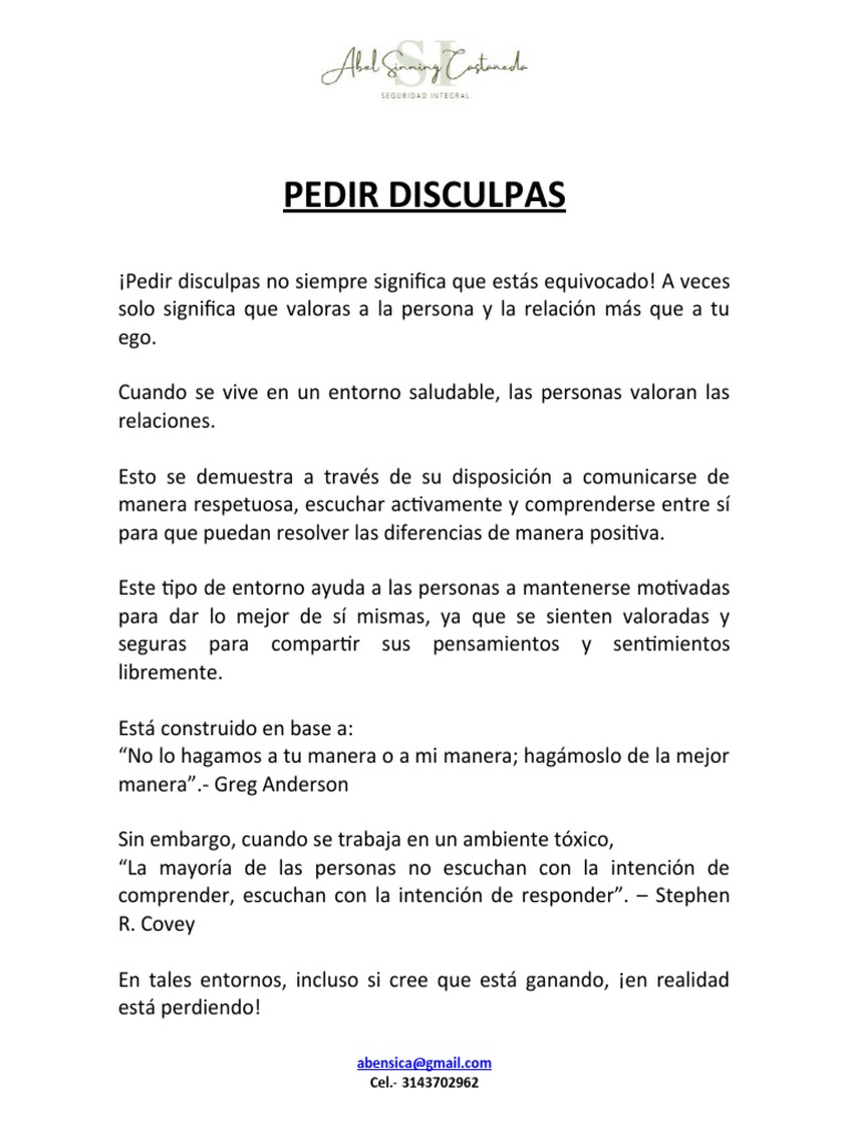 Pedir Disculpas | PDF