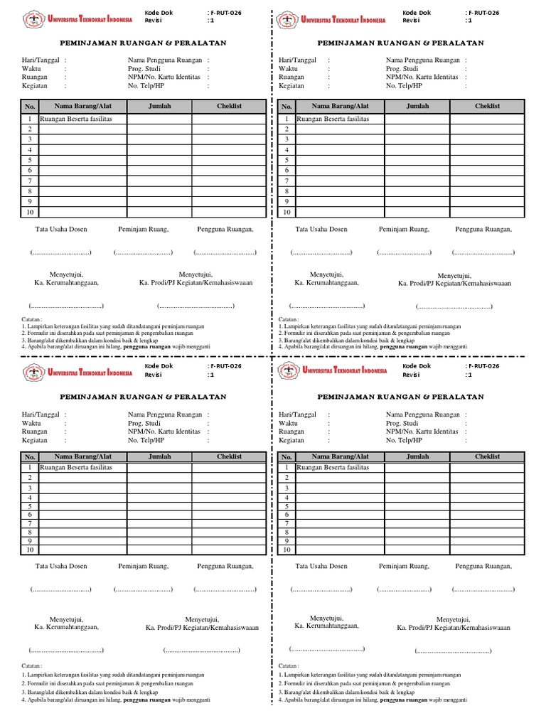 Formulir Peminjaman Ruangan FEB UB | PDF