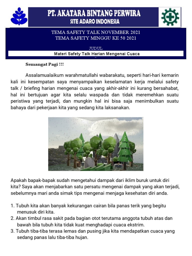 Safety Talk Week 50 | PDF | Pengembangan Diri