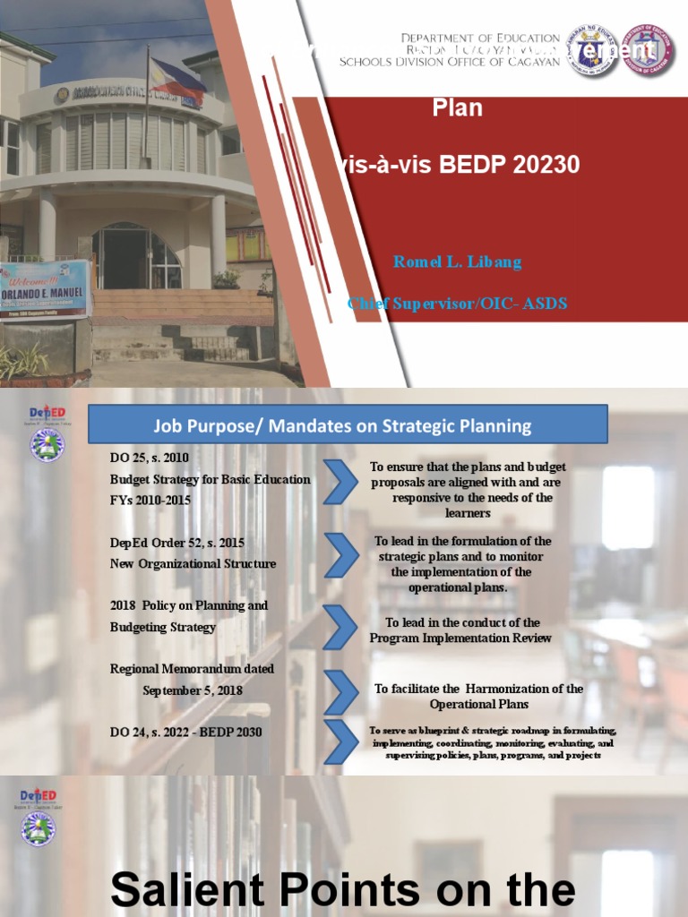 BEDP 2030 Strategic Planning Overview | PDF | Learning | Educational Assessment