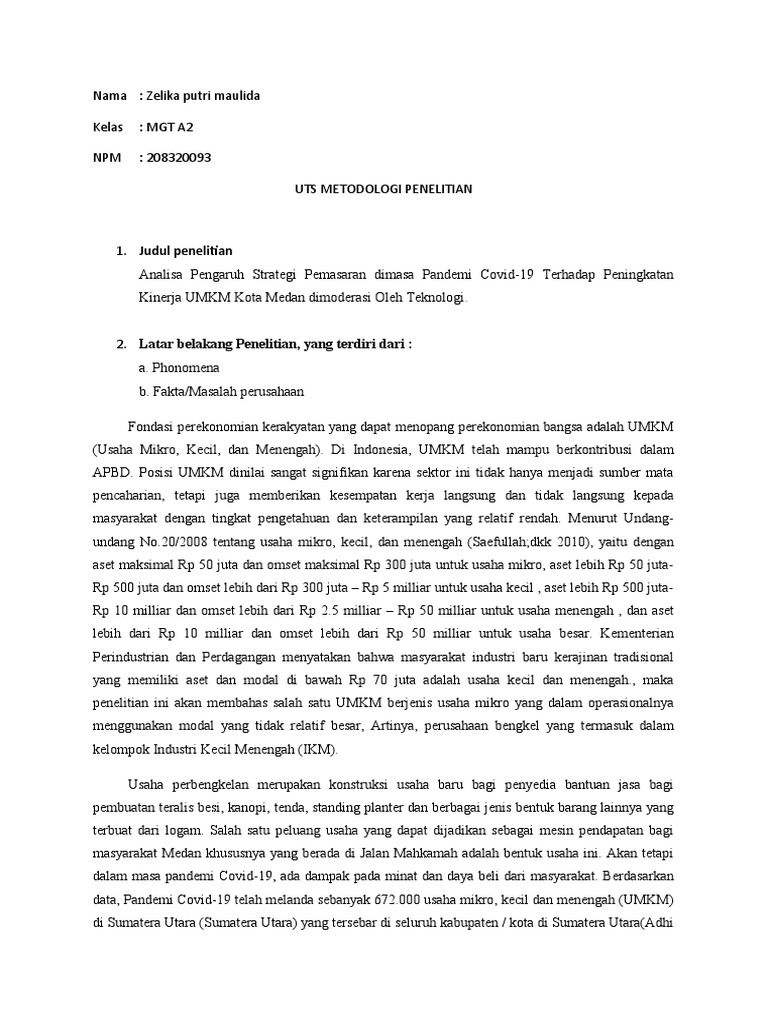 Uts Metodologi Penelitian | PDF