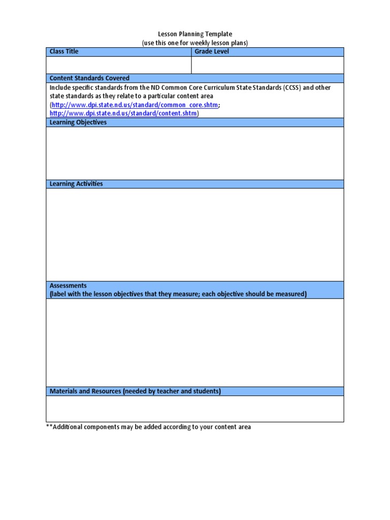 Lesson Plan Template 12 | PDF