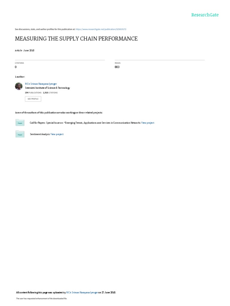 Measuring Supply Chain Performance: Evaluating Effectiveness Beyond Cost Reduction Using the ...