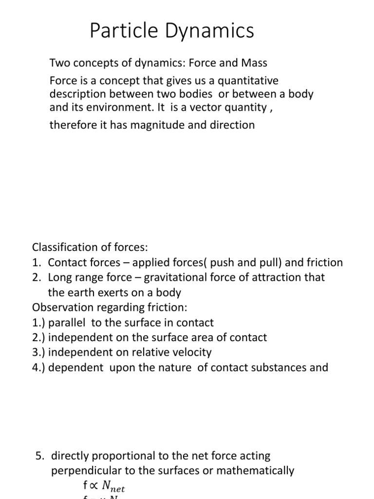 Lesson 4 Particle Dynamics PDF | PDF | Force | Newton's Laws Of Motion