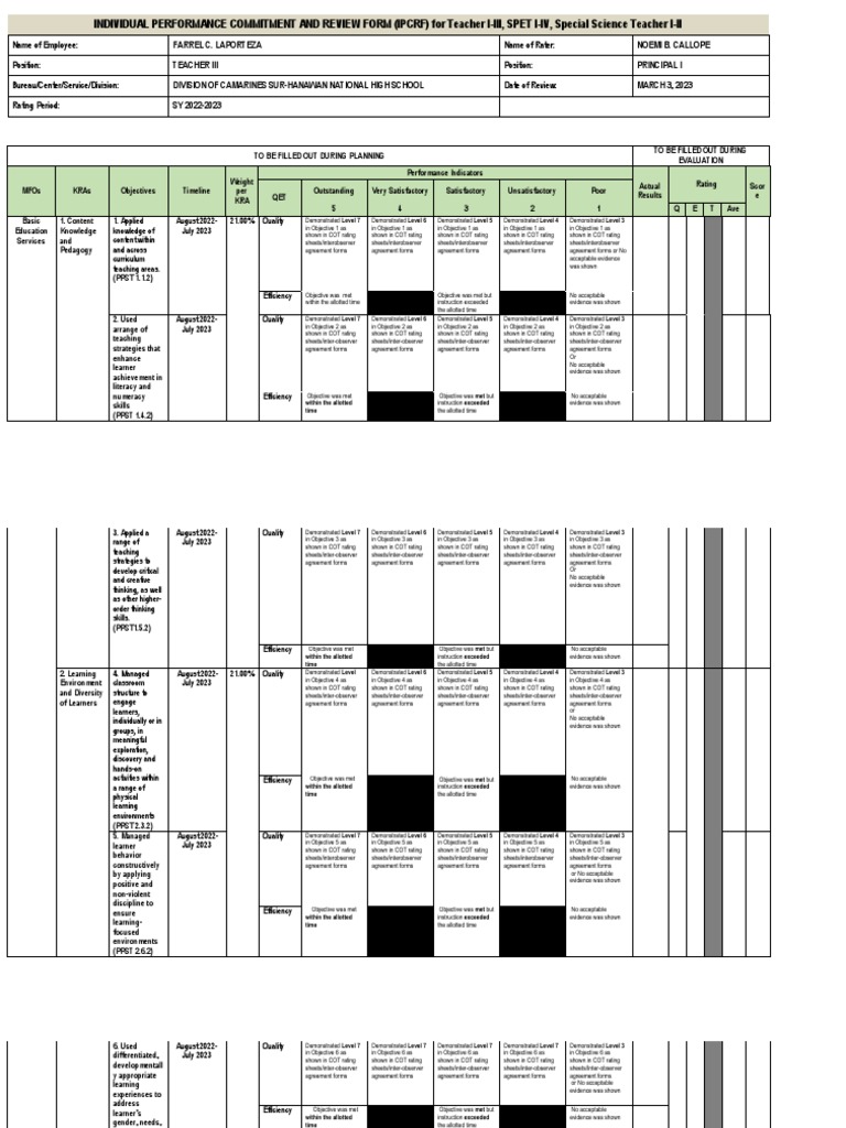 Teacher Performance Review | PDF | Educational Assessment | Teachers