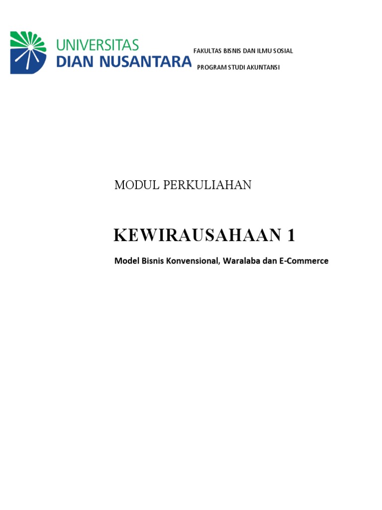 MODUL Kewiraushaaan 1 - 5.model Bisnis Konvensional, Waralaba Dan E-Commerce | PDF