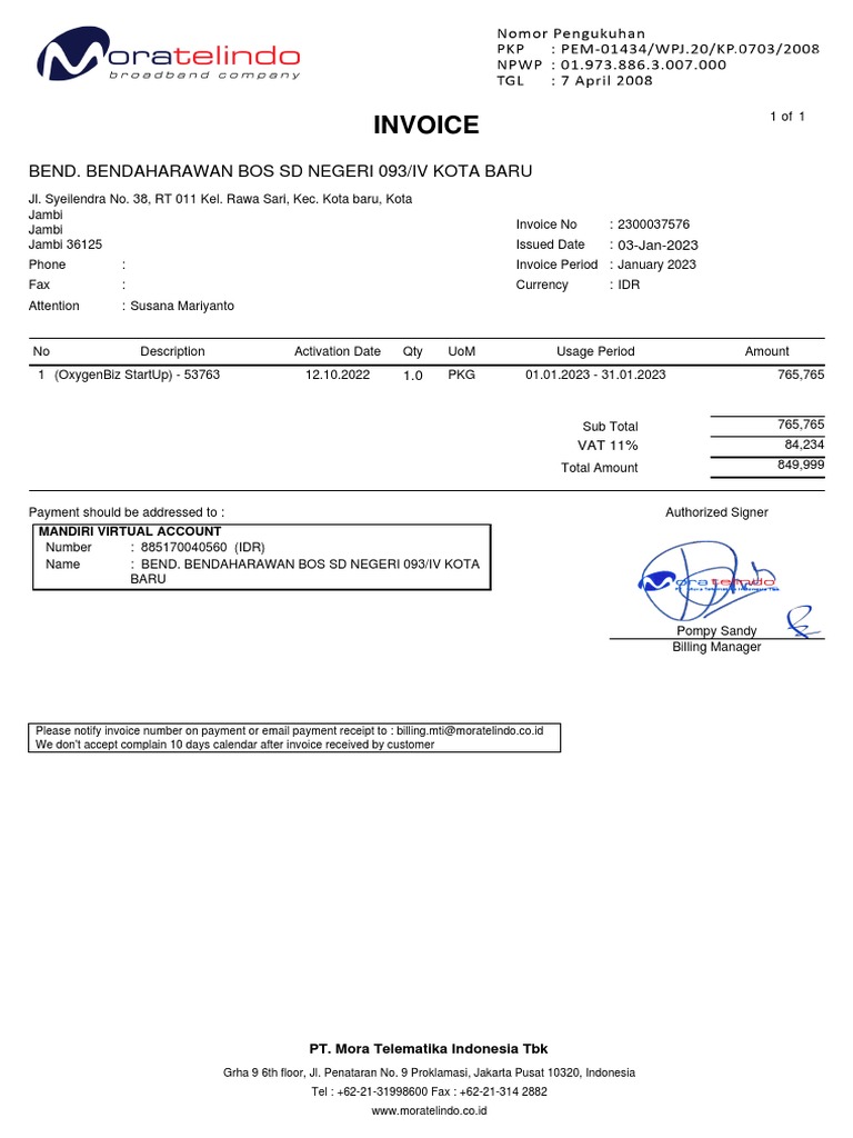 Invoice: Bend. Bendaharawan Bos SD Negeri 093/iv Kota Baru | PDF | Invoice | Business