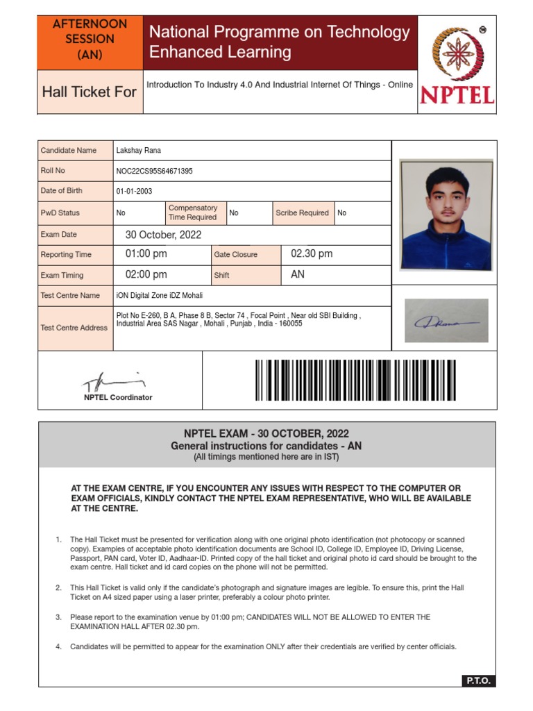 Nptel Admit | Download Free PDF | Identity Document | Computing
