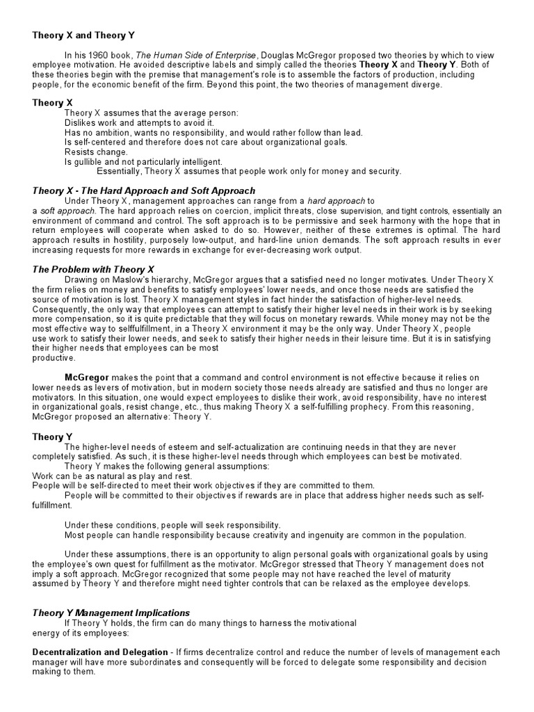 Theory X and Theory Y | PDF | Leadership | Psychology