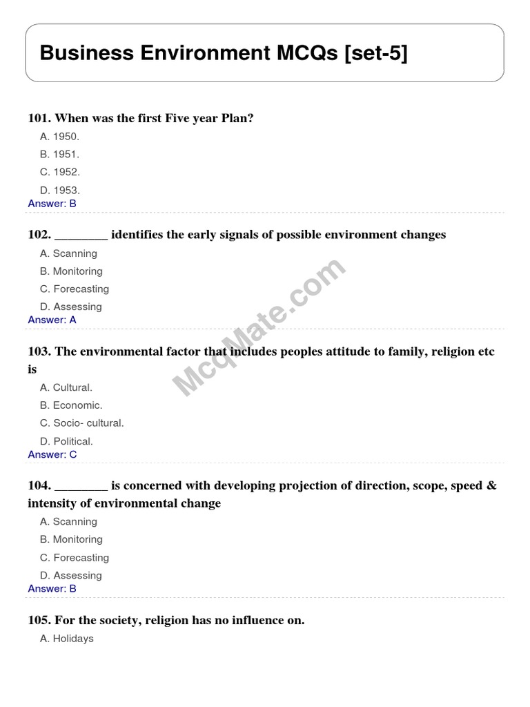 Business Environment MCQs Set 5 | PDF | Banks | World Bank