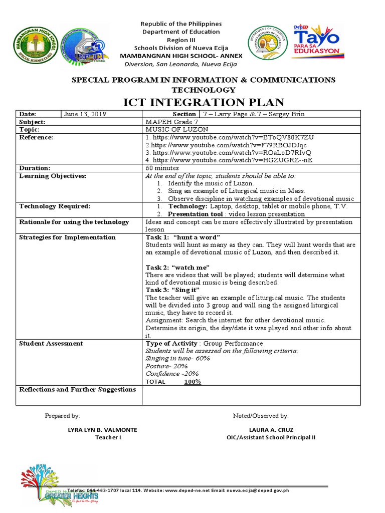 ICT Integration-Plan - MAPEH-JUNE-OCT | PDF | Educational Technology ...