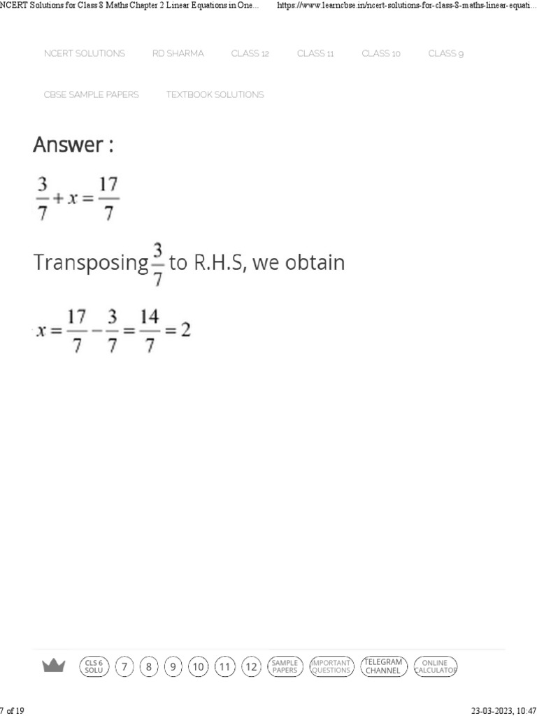 NCERT Solutions for Class 8 Maths Chapter 2: Understanding Linear ... NCERT Solutions for Class 8 Maths Chapter 2: Understanding Linear ...