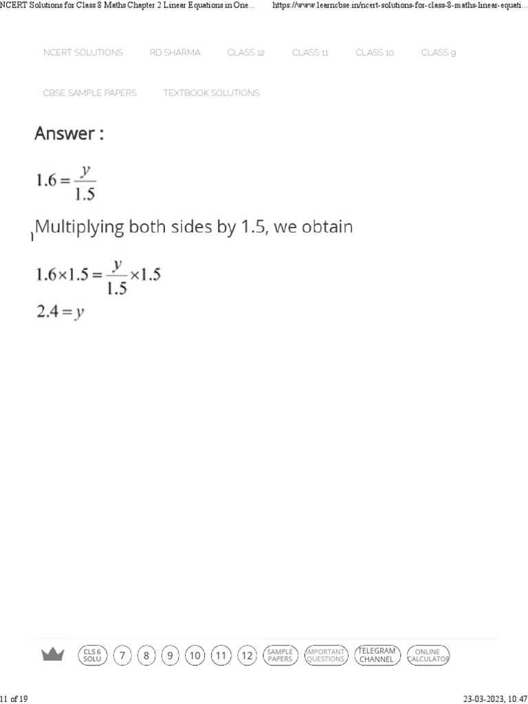 NCERT Solutions For Class 8 Maths Chapter 2 Linear Equations in One Variable - Learn CBSE-4 ...