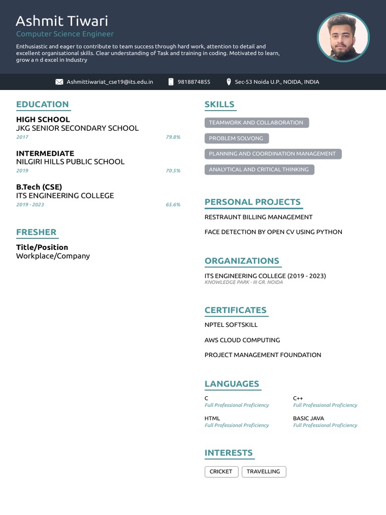 Ashmit's Resume | PDF | Cognition | Computing