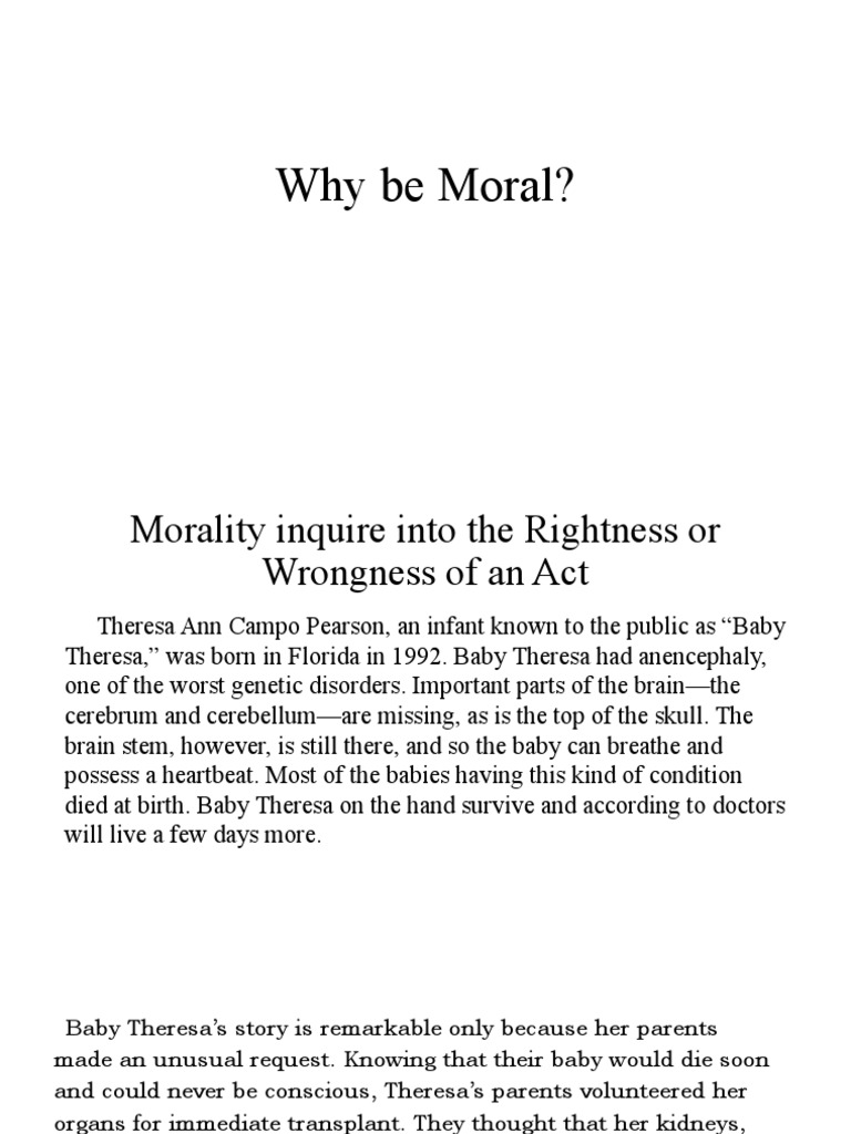 Why Be Moral | PDF | Organ Transplantation | Social Institutions