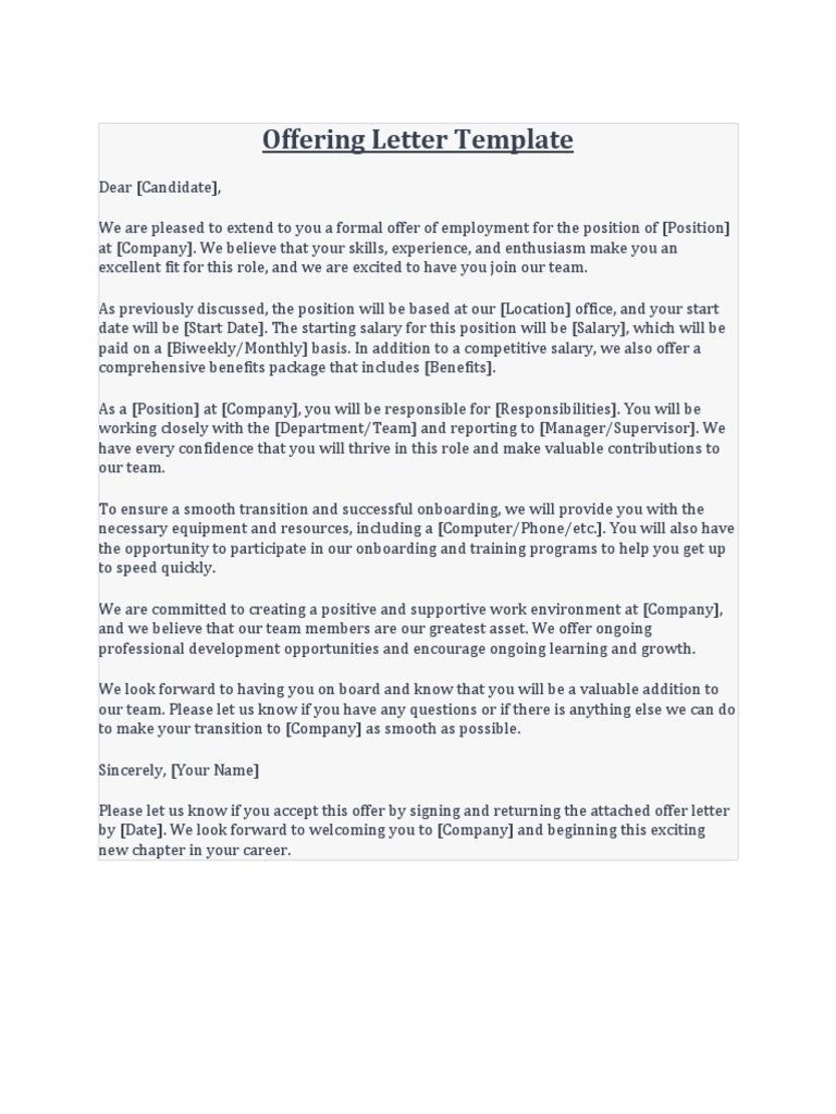 Offering Letter Template | PDF