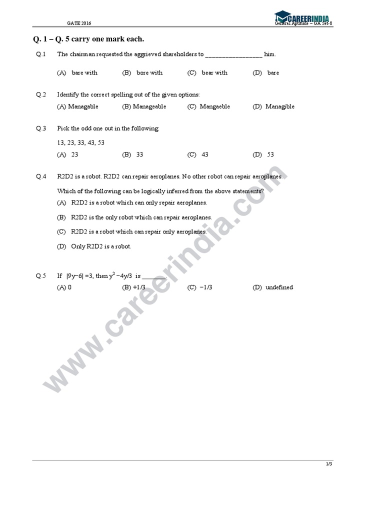 Gate Xe Engineering Sciences Xe e Question Paper 2016 470 | PDF