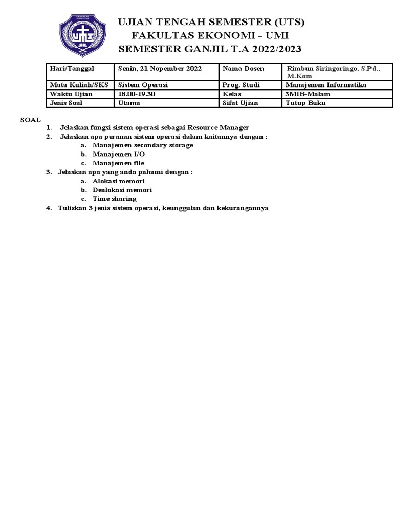 Uts-Sistem Operasi-3mib | PDF