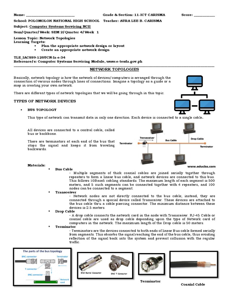 Q4-W1 Network Topology PDF | Download Free PDF | Network Topology | Computer Network