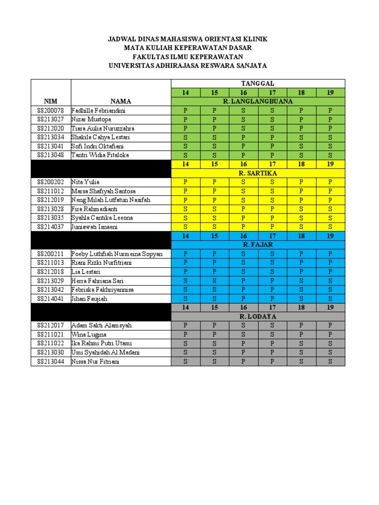Jadwal Dinas Kelompok 1-1 | PDF