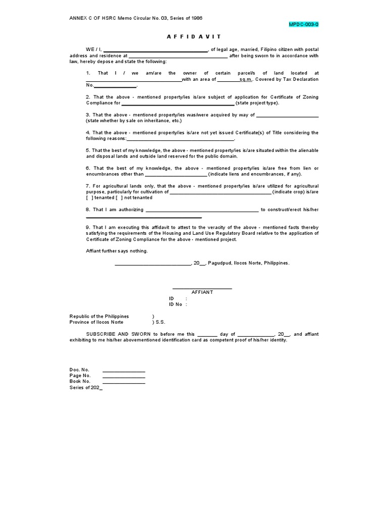 Zoning Aff PDF | PDF | Affidavit | Property Law