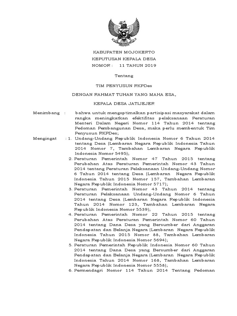 SK Tim Perumus RKP | PDF