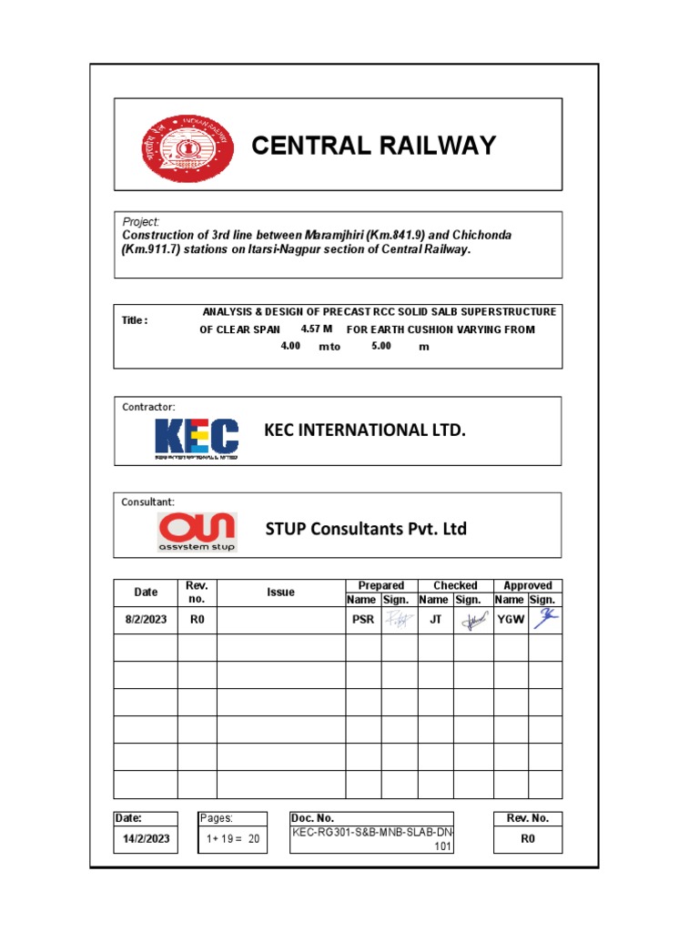 4.57m RCC Slab Design 4m To 5m Fill (KEC-RG301-S&B-MNB-SLAB-DN-101 (R0 ...