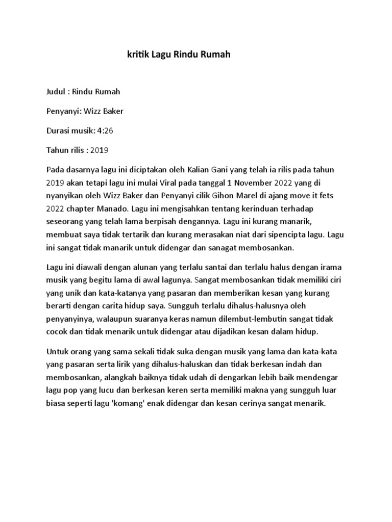 contoh kritik lagu | PDF