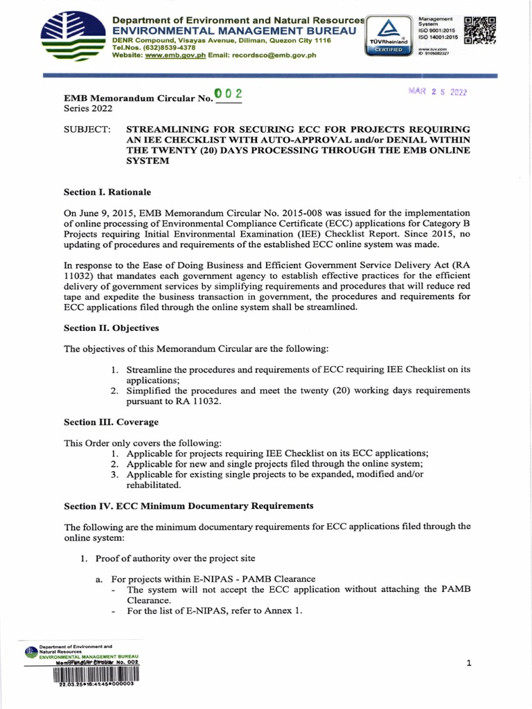 Streamlined ECC Application Process 2022 | PDF | Business | Service Industries