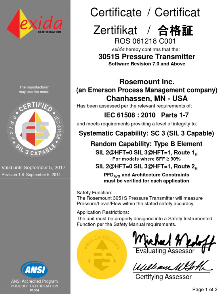 Rosemount 3051S SIL Certification | PDF | Systems Engineering | Computing