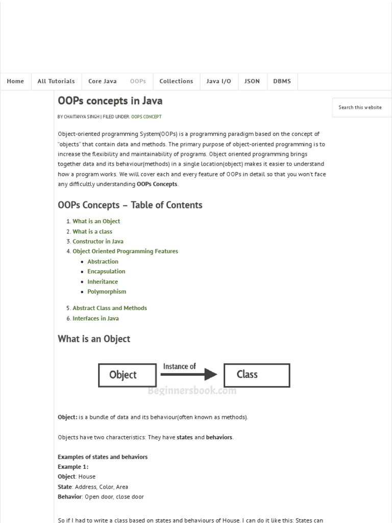 OOPs Concepts in Java PDF | PDF | Class (Computer Programming) | Method ...