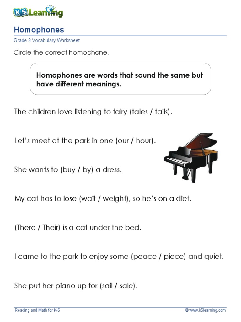 Mastering Homophones: A Grade 3 Worksheet for Identifying Tricky Yet ...