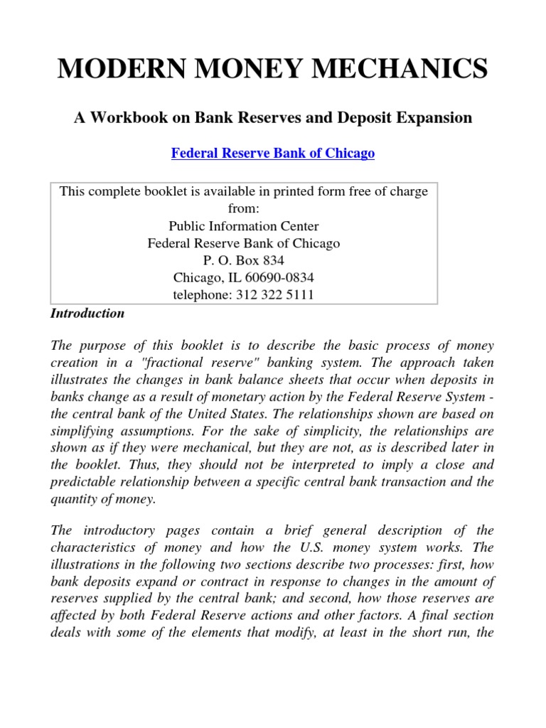 Money Mechanics | PDF | Deposit Account | Banks
